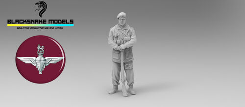 NEW! BlackSnake Model DEVIL-05-48 British WWII Commando Red Devils - Soldier with Lee Enfield (1 Figure / 3D-Printed)