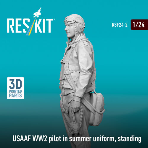NEW! RES/KIT F24-0002 USAAF WW2 Pilot in Summer Uniform - Standing (1 Figure / 3D-Printed)
