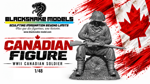 NEW! BlackSnake Model CAN-02-48 Seated Canadian WWII Soldier with Rifle (1 Figure)