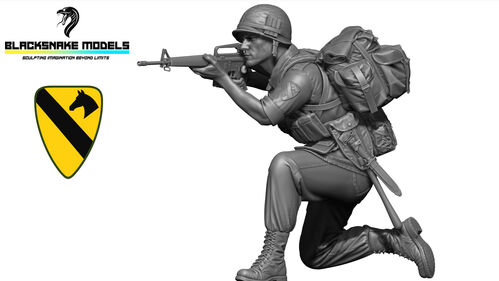 NEW! BlackSnake Model 7TH-07 Kneeling Rifleman in Firing Position - 7th Cavalry Regiment La Drang 1965 (1 Figure)