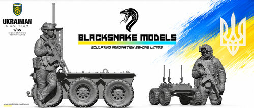 NEW! BlackSnake Model UKS-UGV-01-16 Ukraininan UGV Team -2 Figures + 2 UGVs