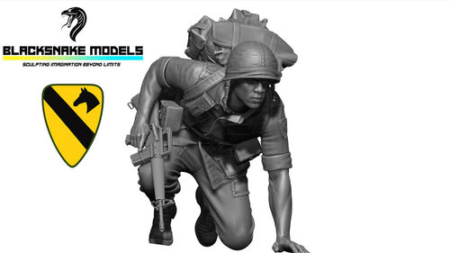 NEW! BlackSnake Model 7TH-06-48 Kneeling Infantryman - 7th Cavalry Regiment La Drang 1965 (1 Figure)