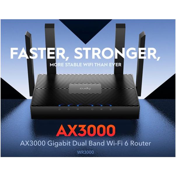 Cudy WR1500 AX1500 Dual Band 2.4+5Ghz Wi-Fi Ruter 1W/4LAN Gbit,4x5dBi AP/REP/MU-MIMO