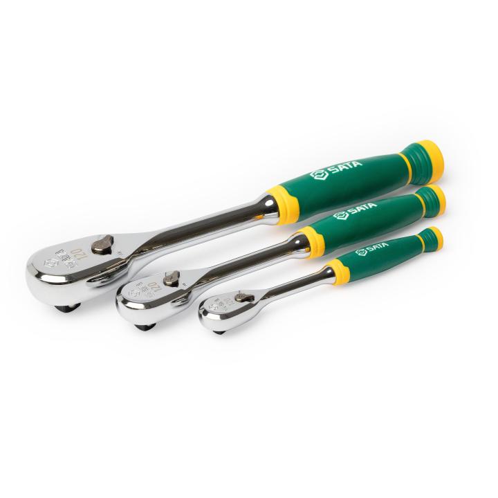 SATA ST13975G set čegrtaljki sa ergonomskom drškom, 3 dela, 1/4″, 3/8″ i 1/2″