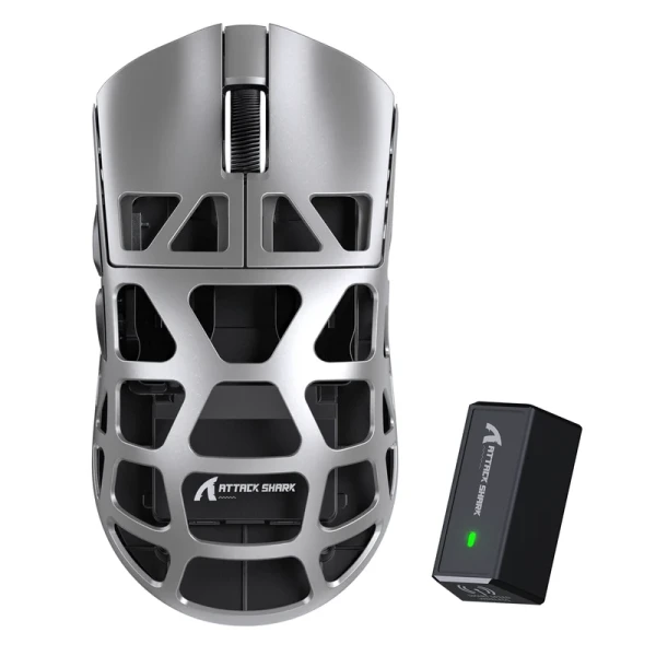BEŽIČNI GAMING MIŠ ATTACK SHARK R3 PAW3395/MAGNESIUM/SUPERLIGHT/8KHZ POOLING/SILVER GRAY