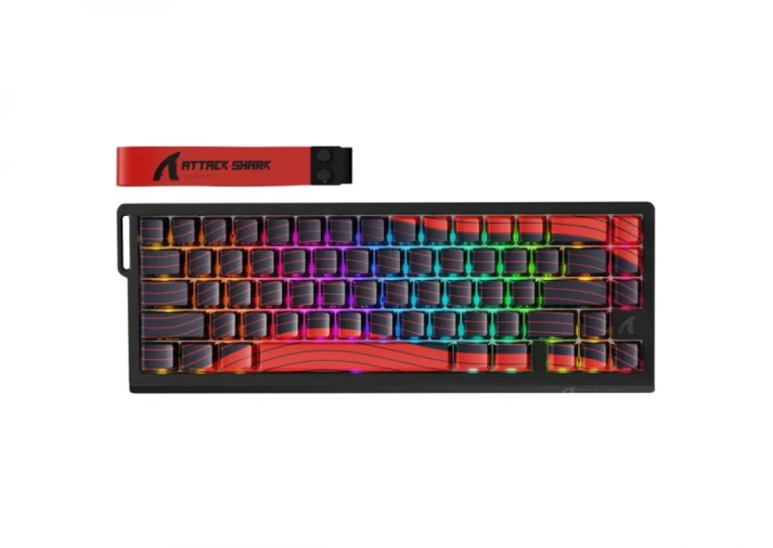 Bežična gaming tastatura Attack Shark X68Pro HE Magnetic Swith/8KHz/TriMode/RT/SnapTap/Black red