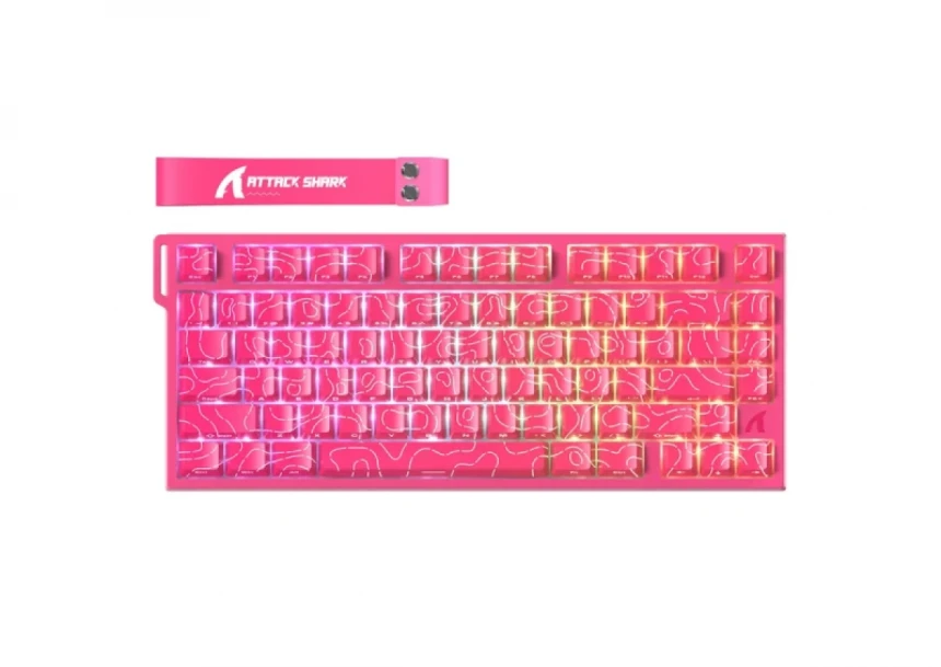 Gaming tastatura Attack Shark R82HE Magnetic Switches/8KHz/RT/Snap Tap/DKS/MT/TGL/Pink Countur