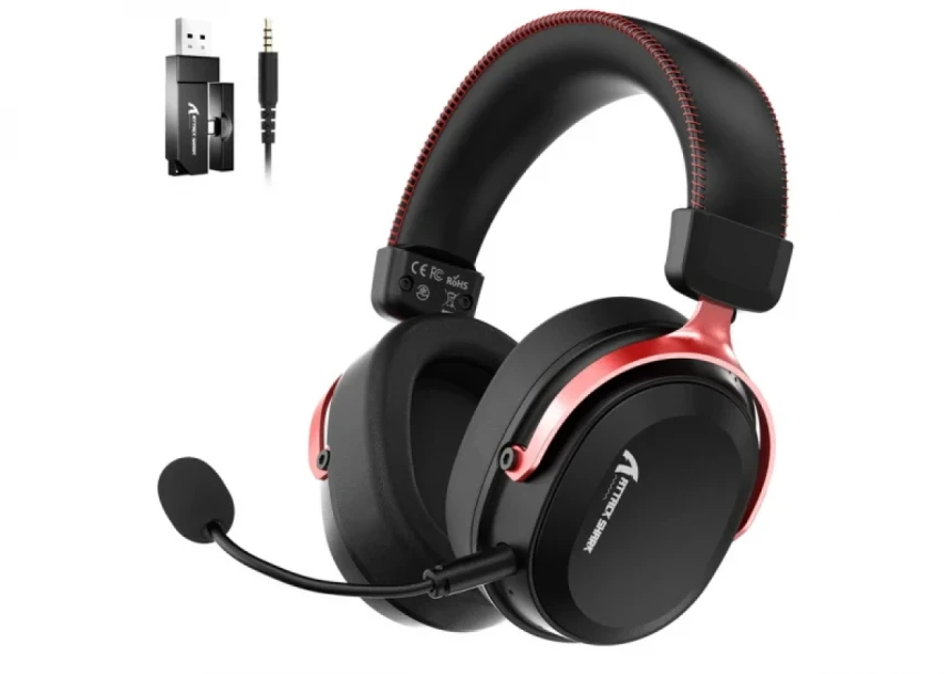 Bežične gaming slušalice Attack Shark L30PRO 50mm/7.1 Surround/TriMode/Aluminium/1100mAh/Black red
