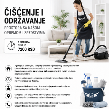 Čišćenje i održavanje prostora sa našom opremom i sredstvima