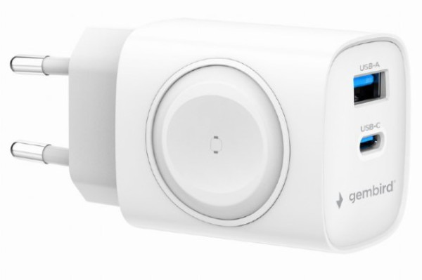 x-TA-UC-PDQCW20-01-W Gembird 2u1 QC 3.0 20W punjac za telefon + Apple Watch, white