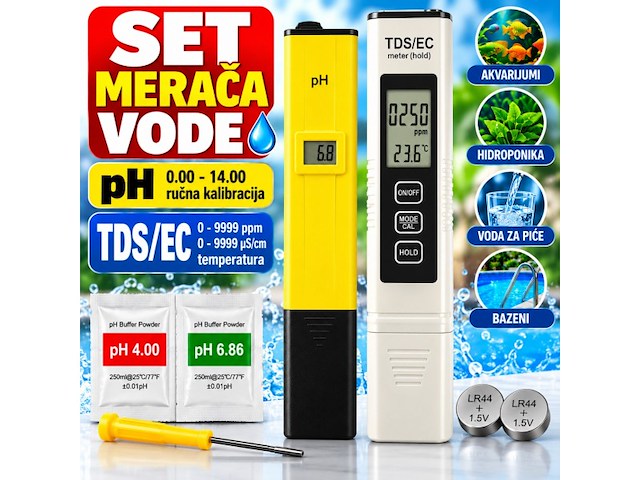 Set pH metar + TDS EC metar merači kvaliteta vode