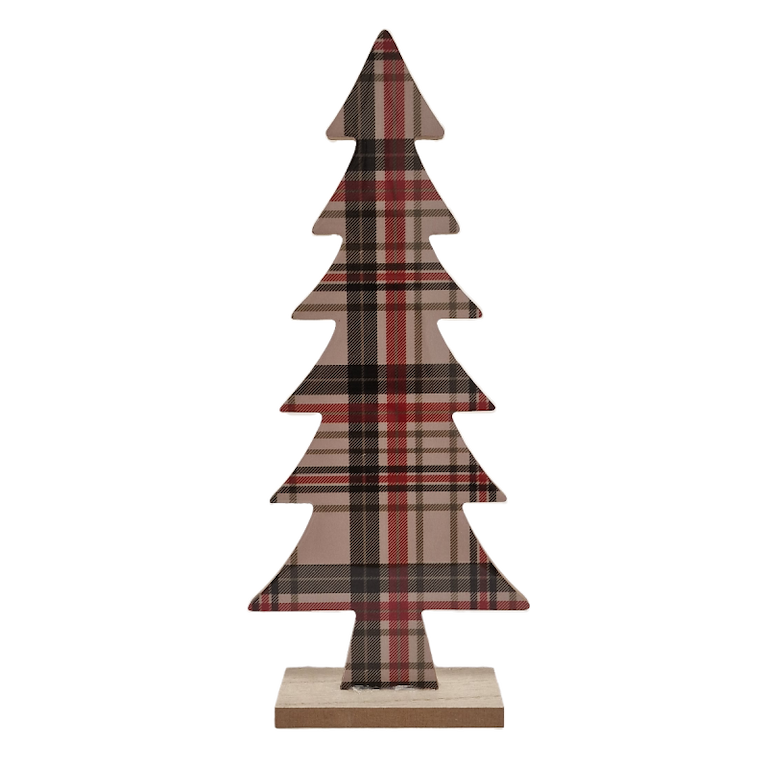 NOVOGODIŠNJA FIGURA JELKICA KARIRANA DRVENA 30CM