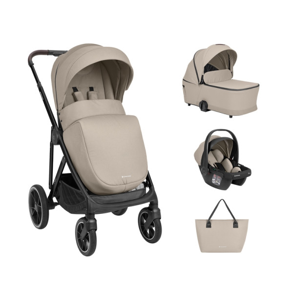 Kikkaboo Kolica Chiara 3in1 set sa I-SIZE I-Prime autosedištem i tvrdom korpom Beige