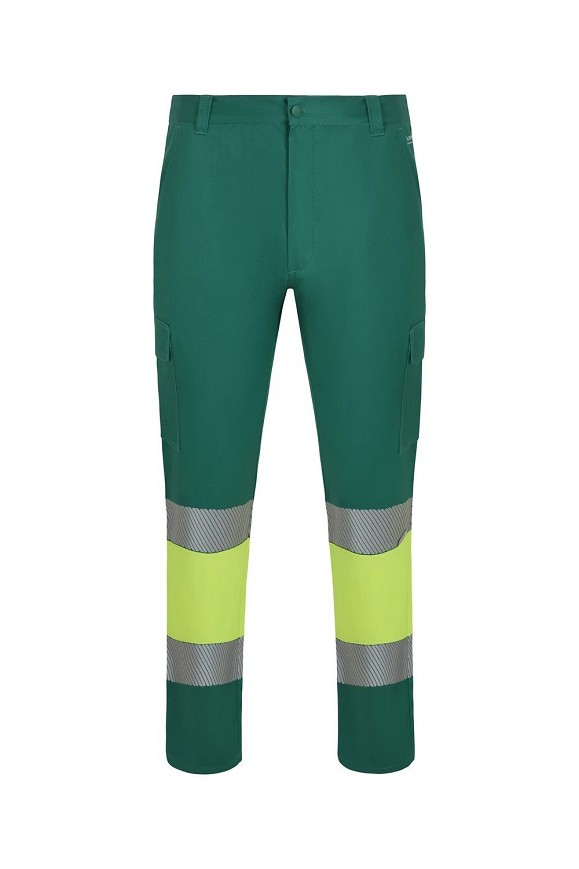 Dvobojne GRS pantalone visoke vidljivosti sa segmentiranim trakama, 240 gr