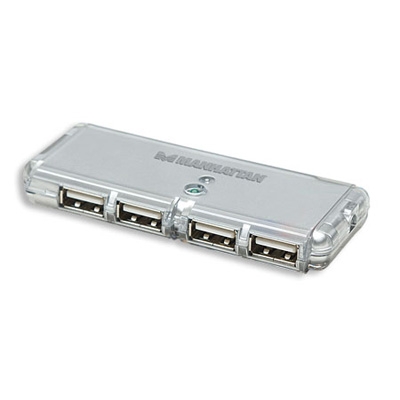 USB Hub, Hi-Speed 2.0, 4-Ports, Silver