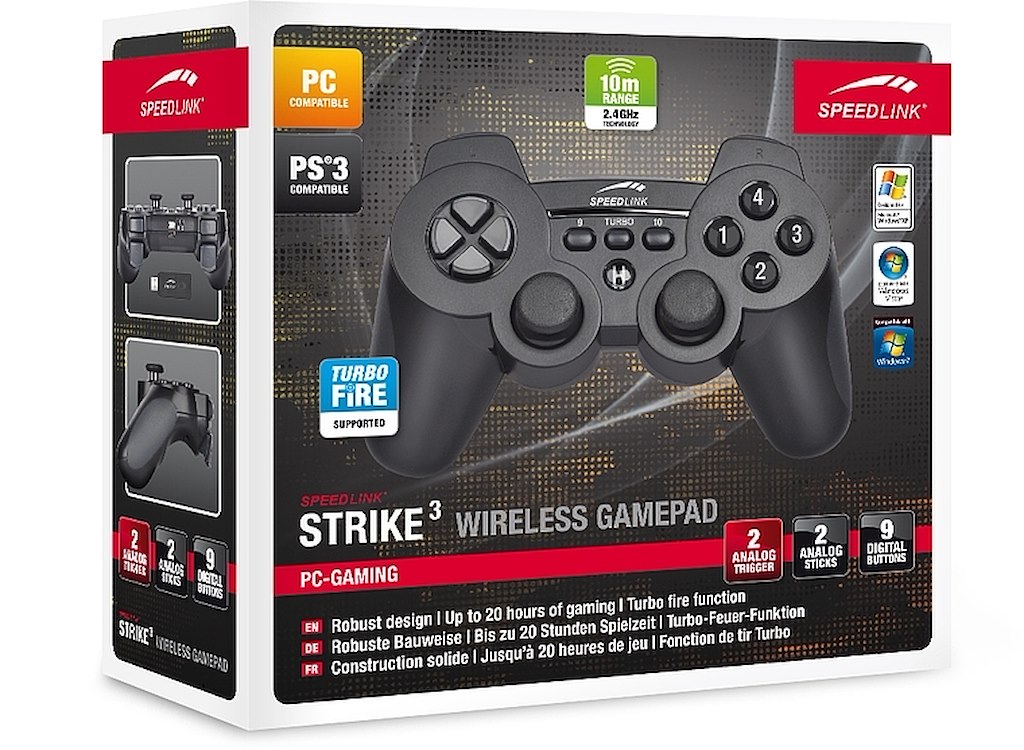 Gamepad Strike3 for PSÂ®3 & PC, wireless, BOX