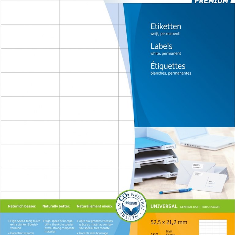 Etikete 52x21 A4/56 1/100 bela