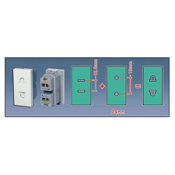 Euro 230V strujna utičnica (16A) sa zatvorenim kontaktima - modul dim. 22.5x45mm (1M) bele boje NP0345EU