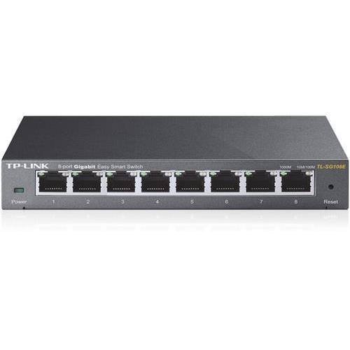 TP-Link TL-SG108E EasySmart upravljiv svič 8-port Gigabit 10/100/1000Mb/s, VLAN 802.1Q /MTU/Port, QoS 802.1p priority, Rate limit, IGMP Snoop, Link Aggregation, 16K jumbo frame, Central management...