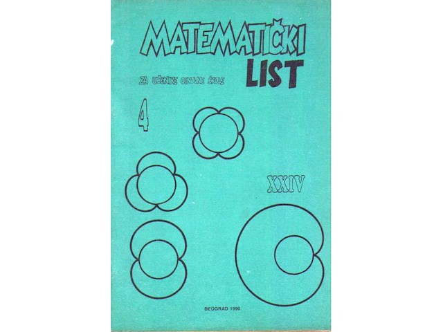 Matematički list  god. XXIV  br. 4   1990.