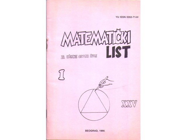 Matematički list  god. XXV  br. 1  1990.