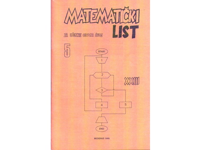Matematički list  god. XXIII  br. 5  1989.