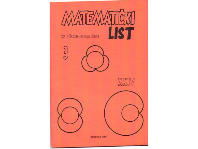 Matematički list  god. XXIV  br. 3  1989.