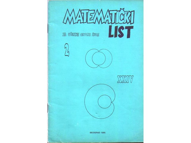Matematički list  god. XXIV  br. 2  1989.