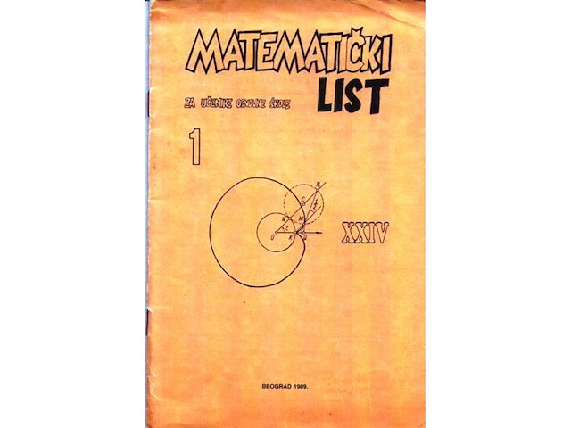 Matematički list  god. XXIV  br. 1  1989.