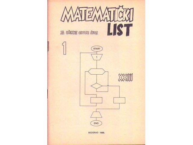 Matematički list  god. XXIII  br. 1  1988.