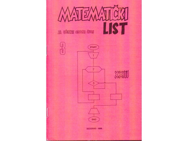 Matematički list  god. XXIII  br. 3  1988.