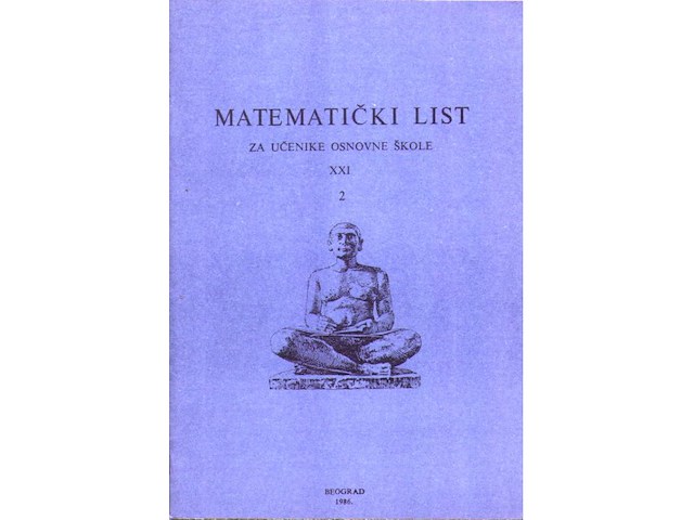 Matematički list  god. XXI  br. 2  1986.