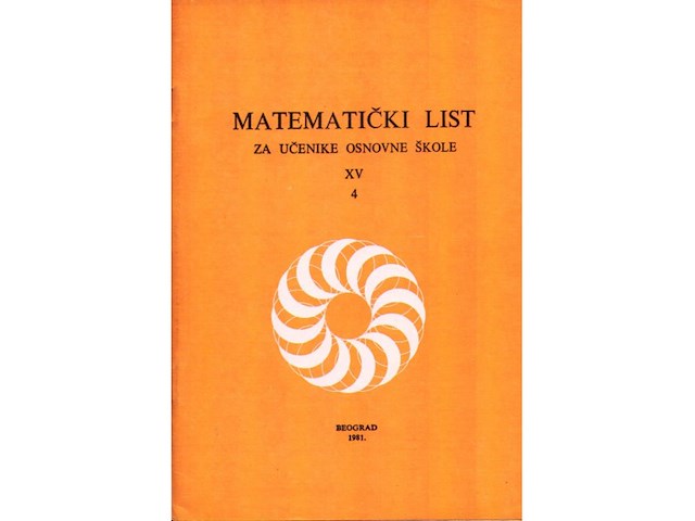 Matematički list god. XV  br.  4   1981.