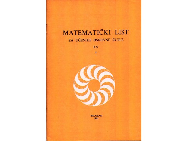 Matematički list god. XV  br.  4   1981.