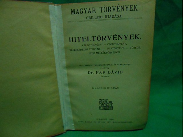HITELTÖRVÉNYEK-Dr.PAP DÁVID 1904.