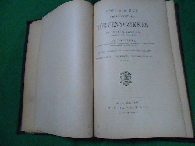 Dr.Imling Konrád:1891-dik évi országgyülési törvényczik