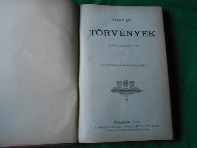 1893-ik évi törvények gyüjteménye