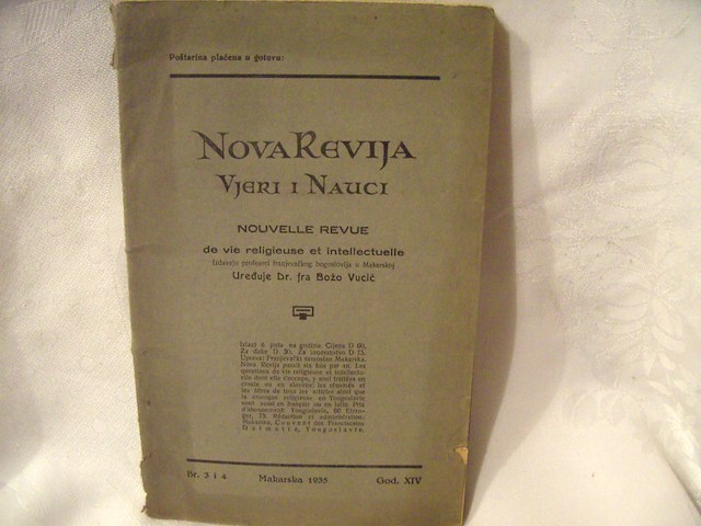 Nova revija, Vjeri i nauci broj 3 i 4 Makarska 1933g