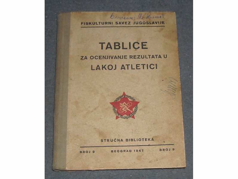 Tablice za ocenjivanje u atletici, 1947.god