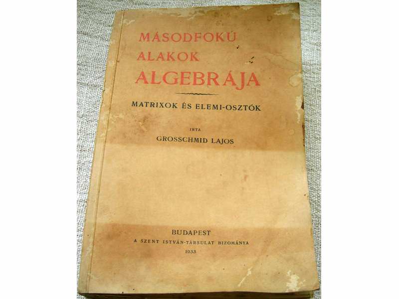 Algebra na mađarskom, Grosschmid, 1933.