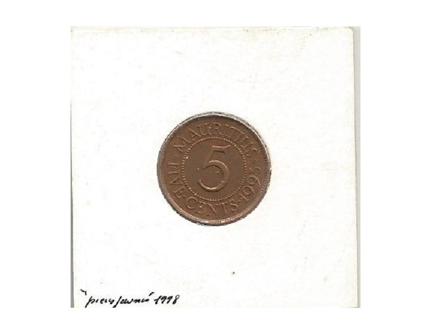 c10 Mauritius 5 cents 1993.