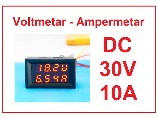 Voltmetar i Ampermetar DC 30V i 10A crveni displej