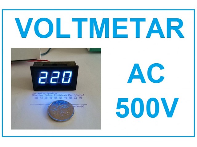 Voltmetar AC 60-500V plavi displej