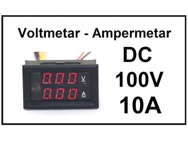 Voltmetar i Ampermetar DC 100V i 10A crveni displej