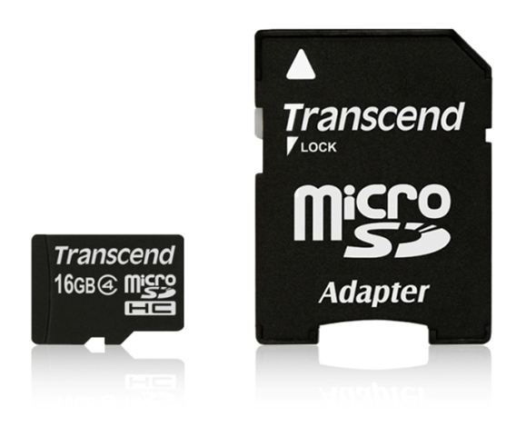 MICRO SD 16GB TRANSCEND + SD adapter TS16GUSDHC4