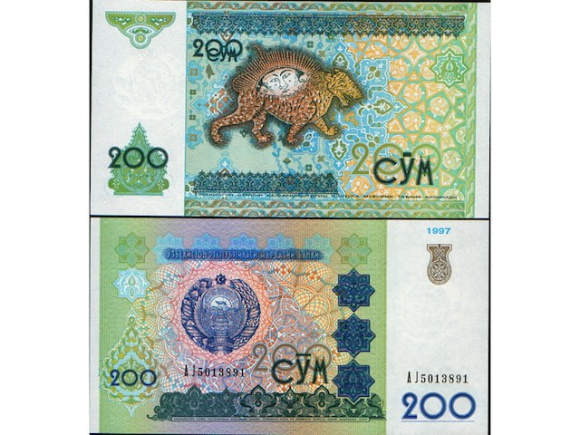 Uzbekistan 200 Sum 1997. P-80. UNC.