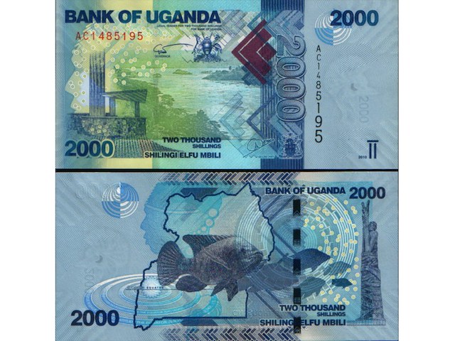 Uganda 2000 Shillings 2010. P-50 UNC.
