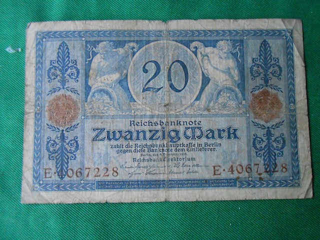 NEMAČKA-20 MARK-REICHSBANKNOTE-1915./NUZ-11-D/