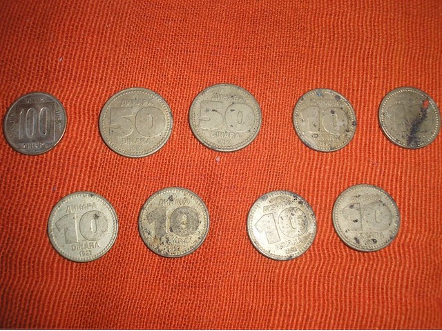 JUGOSLAVIJA DINAR 1989-1992-LOT 9 KOM