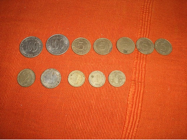 SFR JUGOSLAVIJA DINAR 1982-1990-LOT 12 KOM